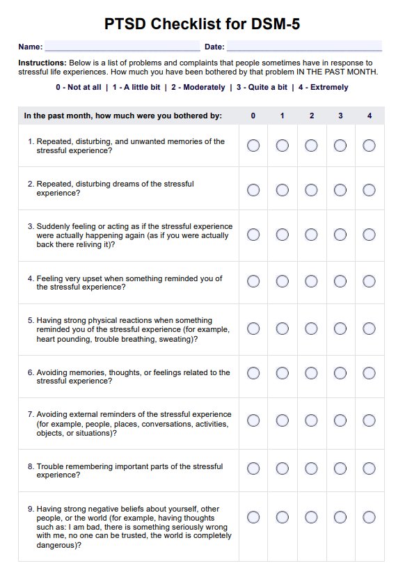 Checklist de TEPT 5 (trastorno de estrés postraumático) (PCL-5)